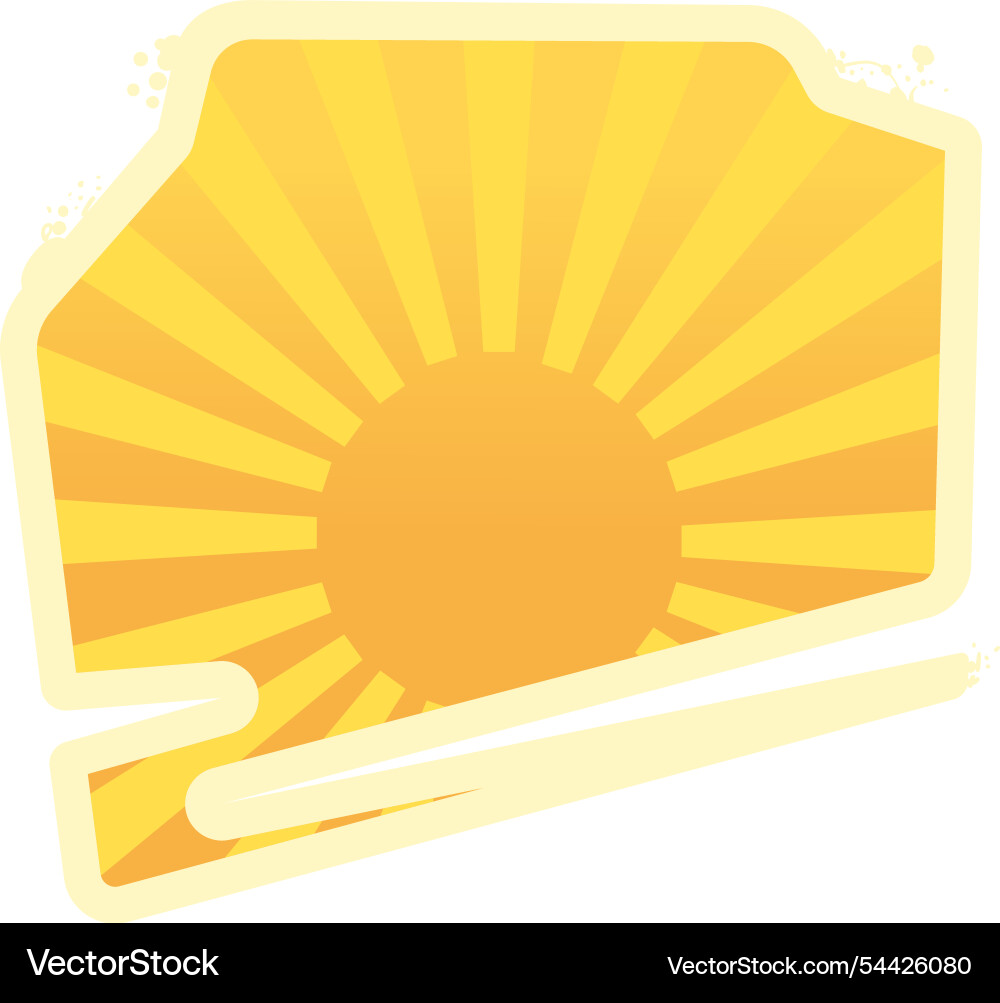 Retro sun label yellow ray burst logo Royalty Free Vector