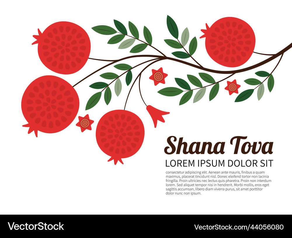 Rosh hashanah design template with pomegranates Vector Image