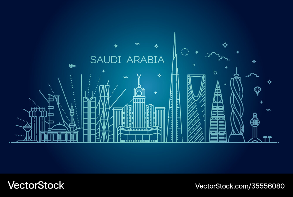 Saudi arabia detailed skyline Royalty Free Vector Image