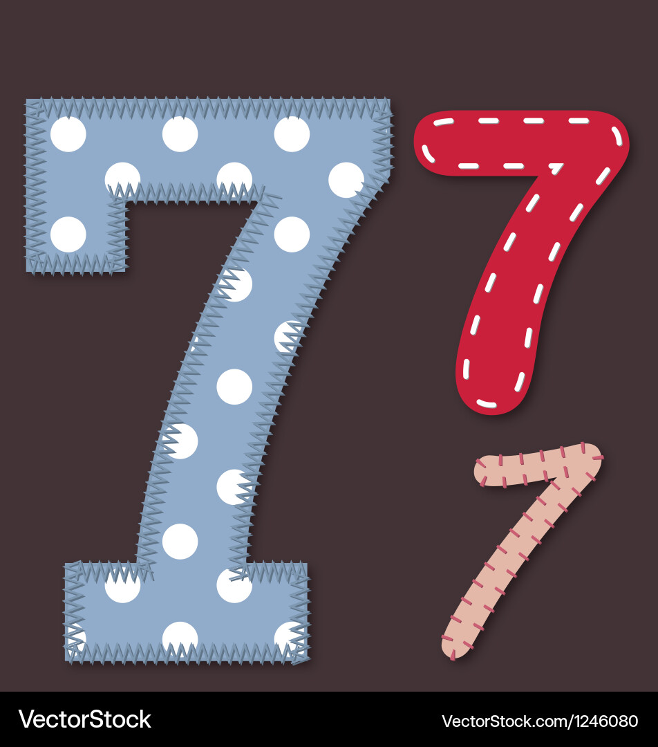Set of stitched font -7 seven Royalty Free Vector Image