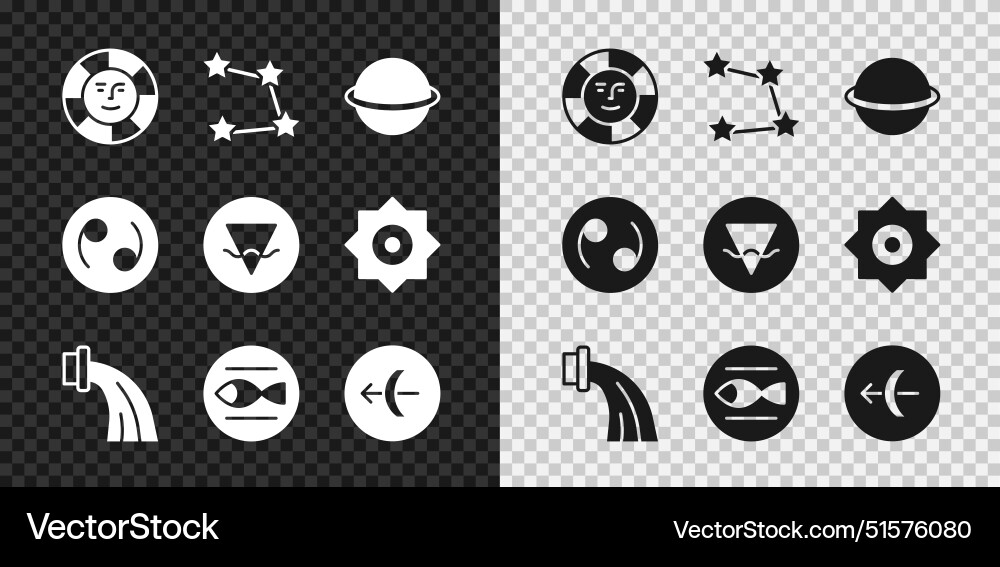 Set sun star constellation zodiac planet saturn Vector Image