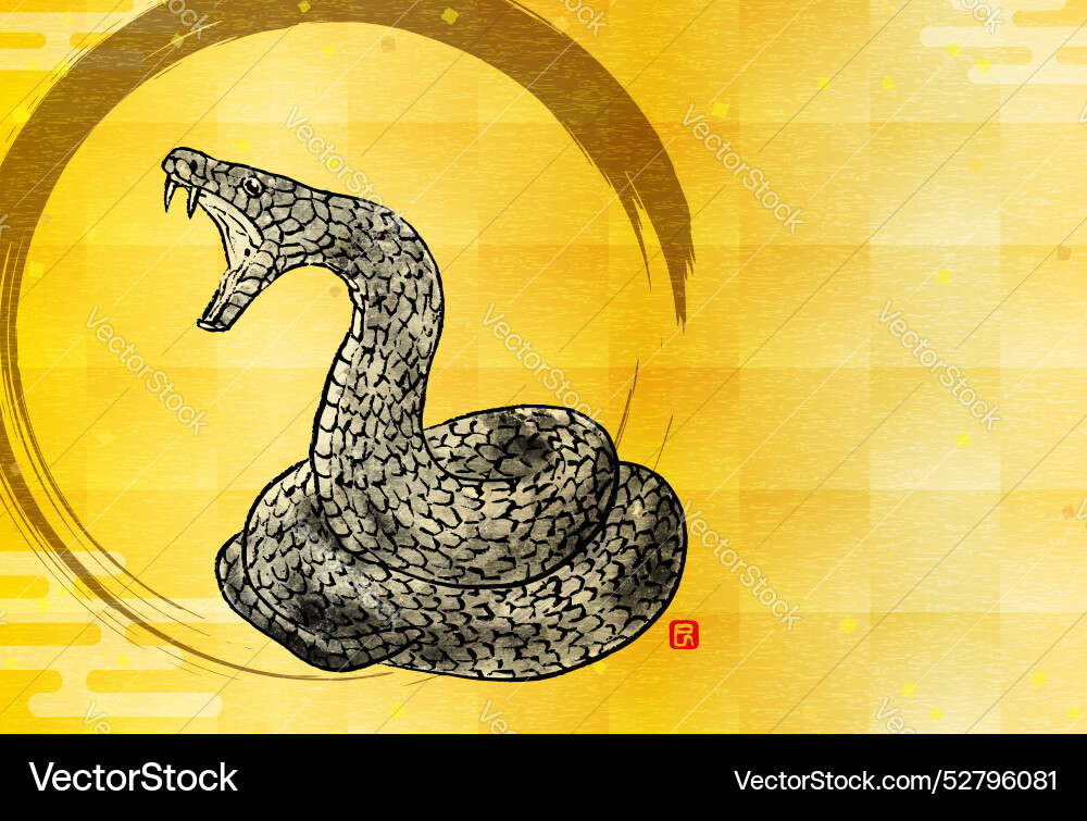 2025 year of the snake japanese style new years Vector Image