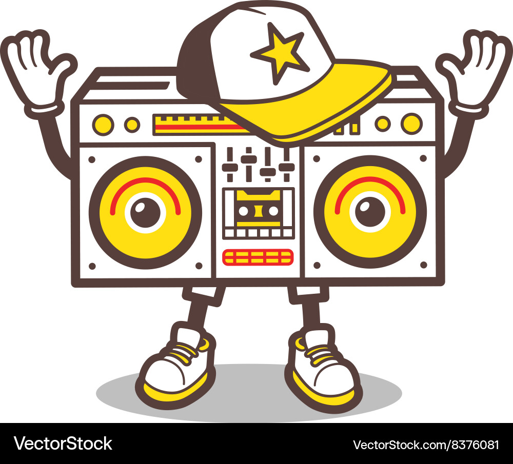 Cartoon boom box character design for tee Vector Image