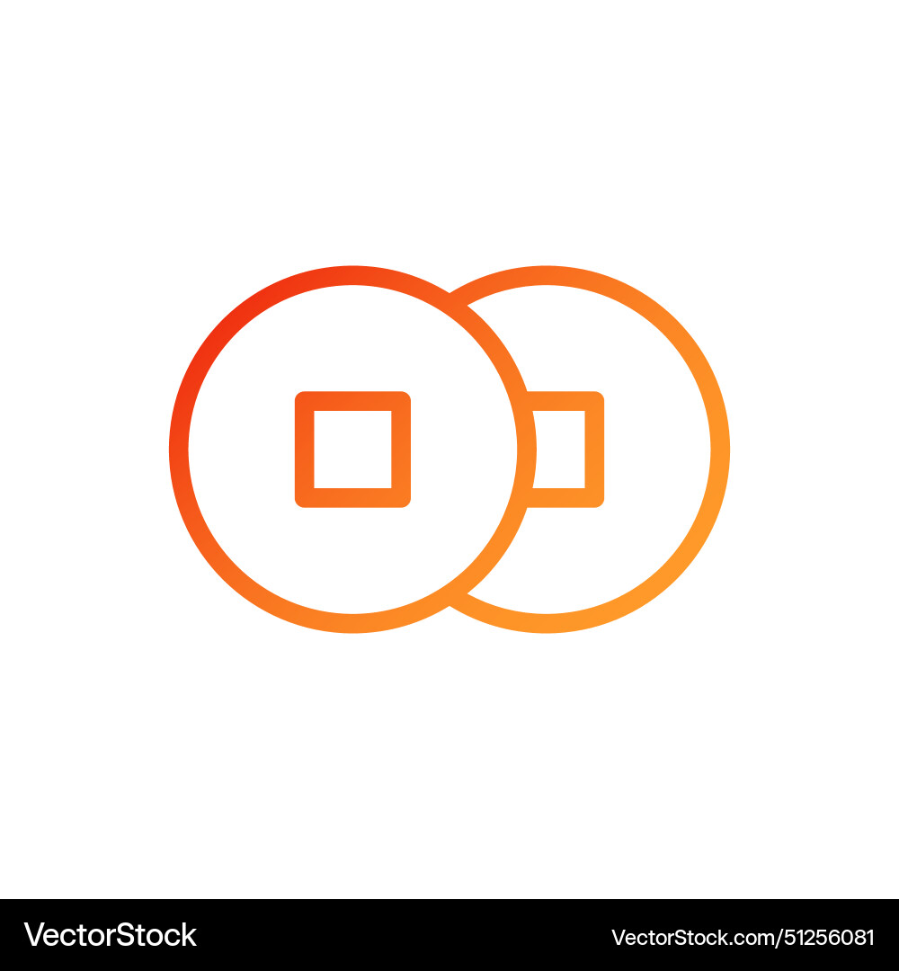 Coin icon gradient red orange chinese Royalty Free Vector