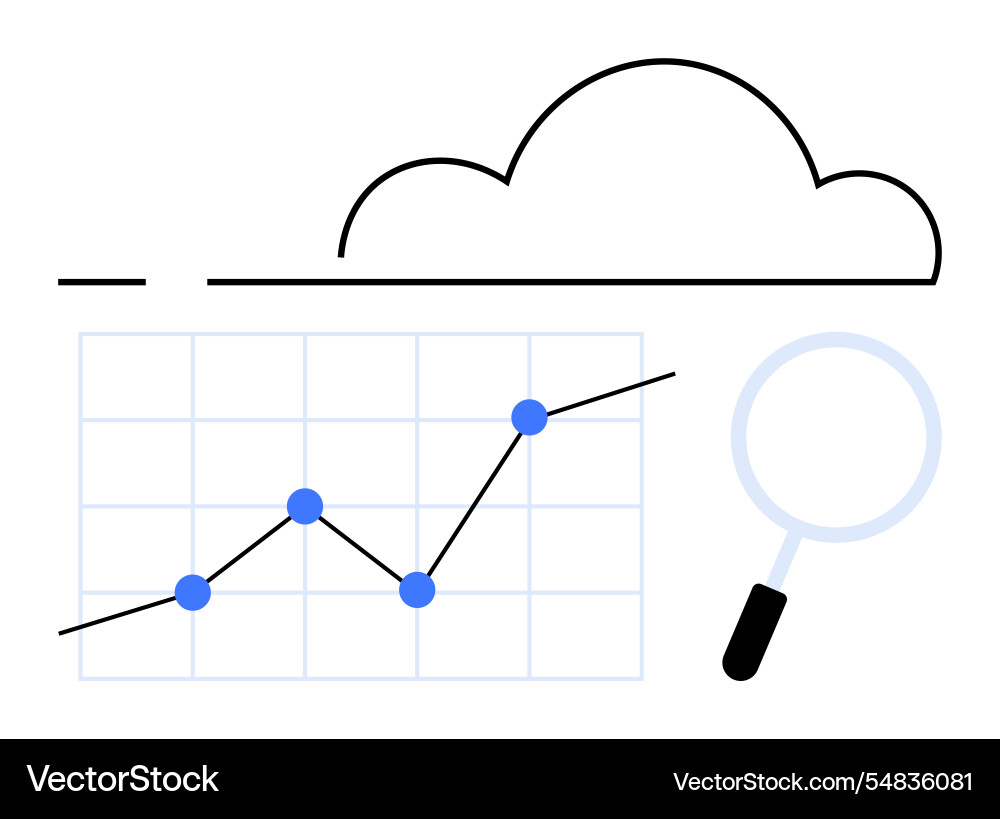 Data analytics with cloud storage and growth chart