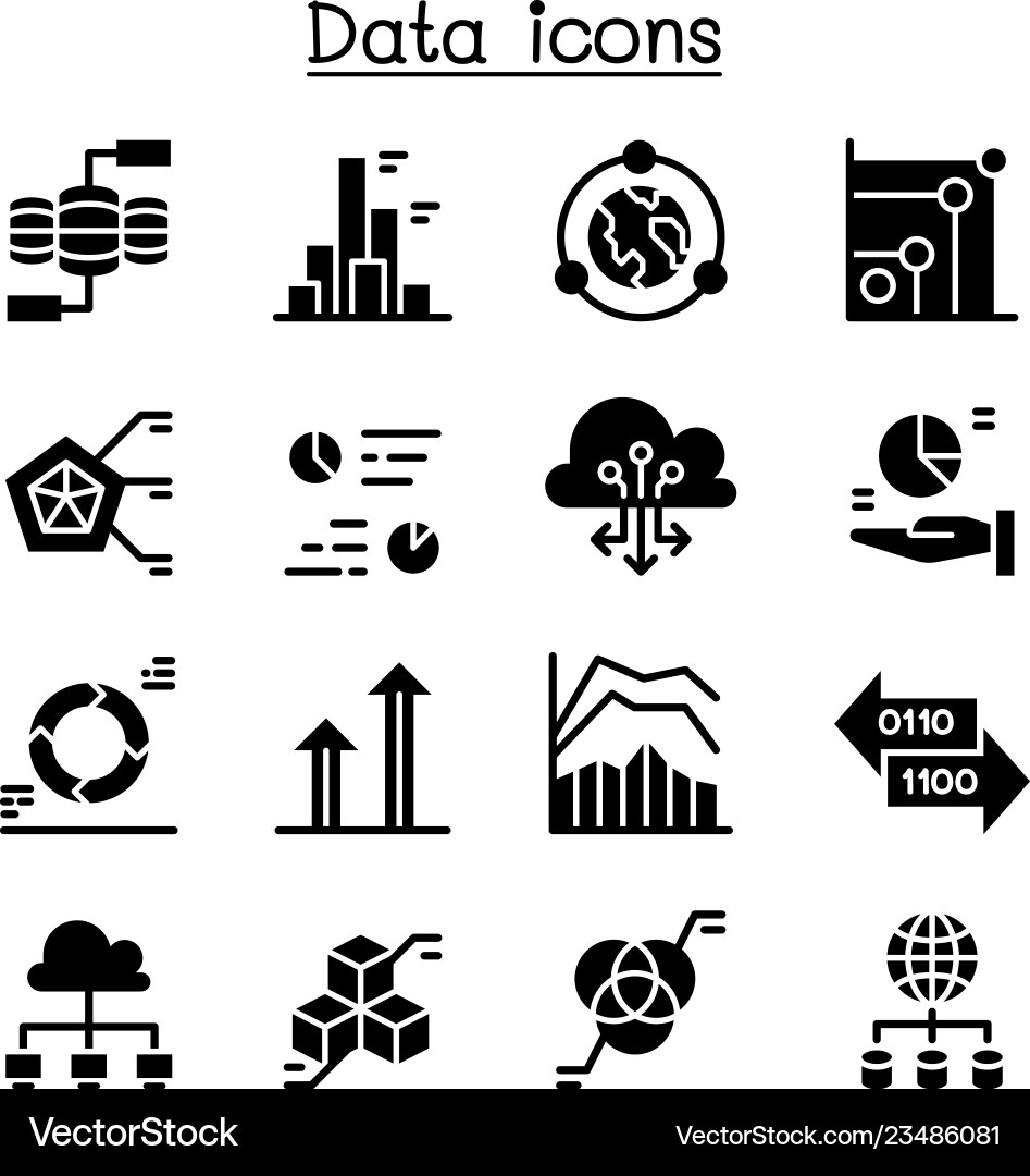 Data information diagram graph icon set Royalty Free Vector