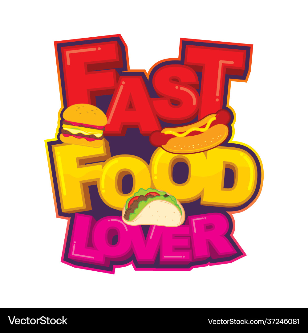 Fast food lover logo design Royalty Free Vector Image