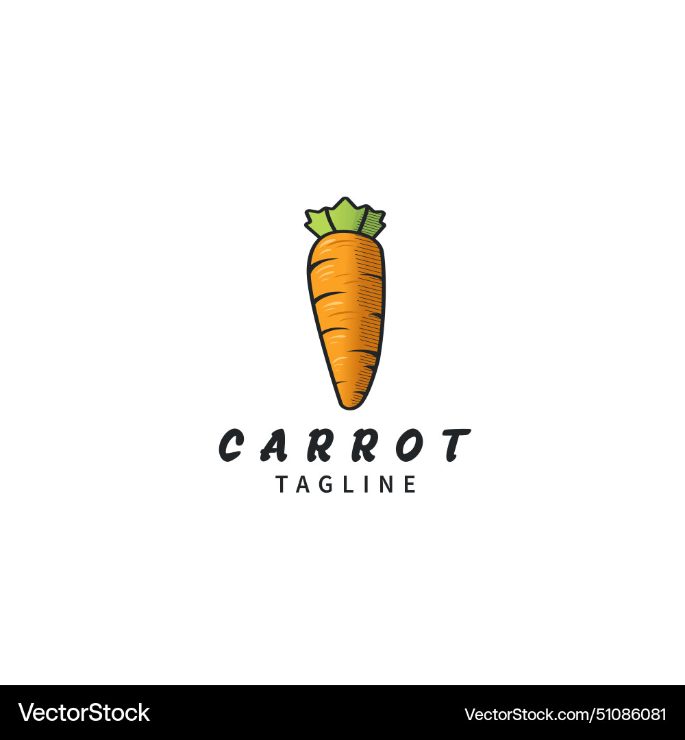 Fresh carrot logo design symbol flat Royalty Free Vector