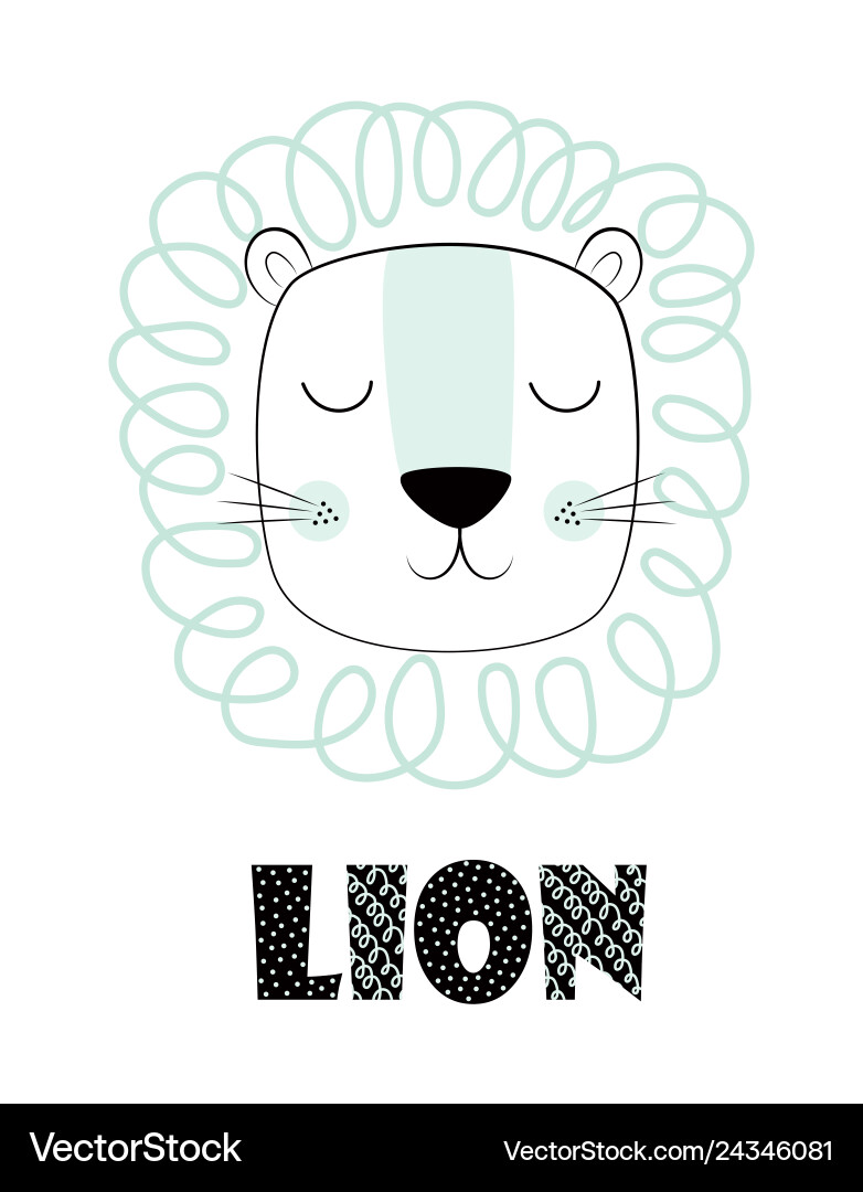 Funny kids print lion Royalty Free Vector Image