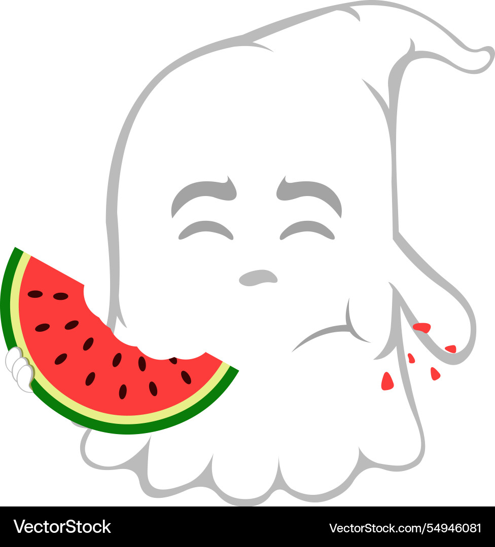 Ghost eating watermelon Royalty Free Vector Image