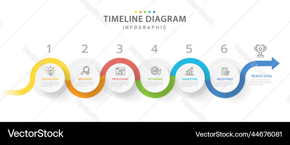 Infographic 6 steps circle timeline diagram topics