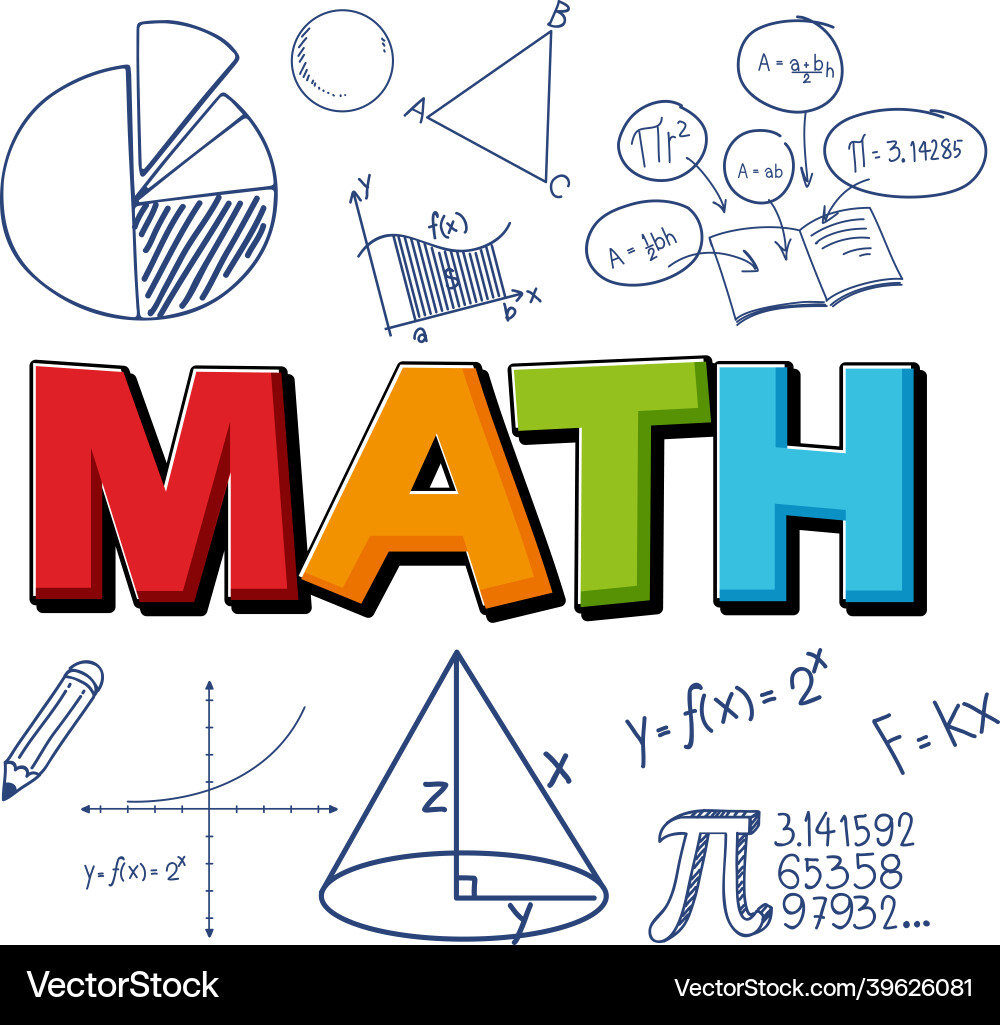 Math font with symbol and formula icon Royalty Free Vector