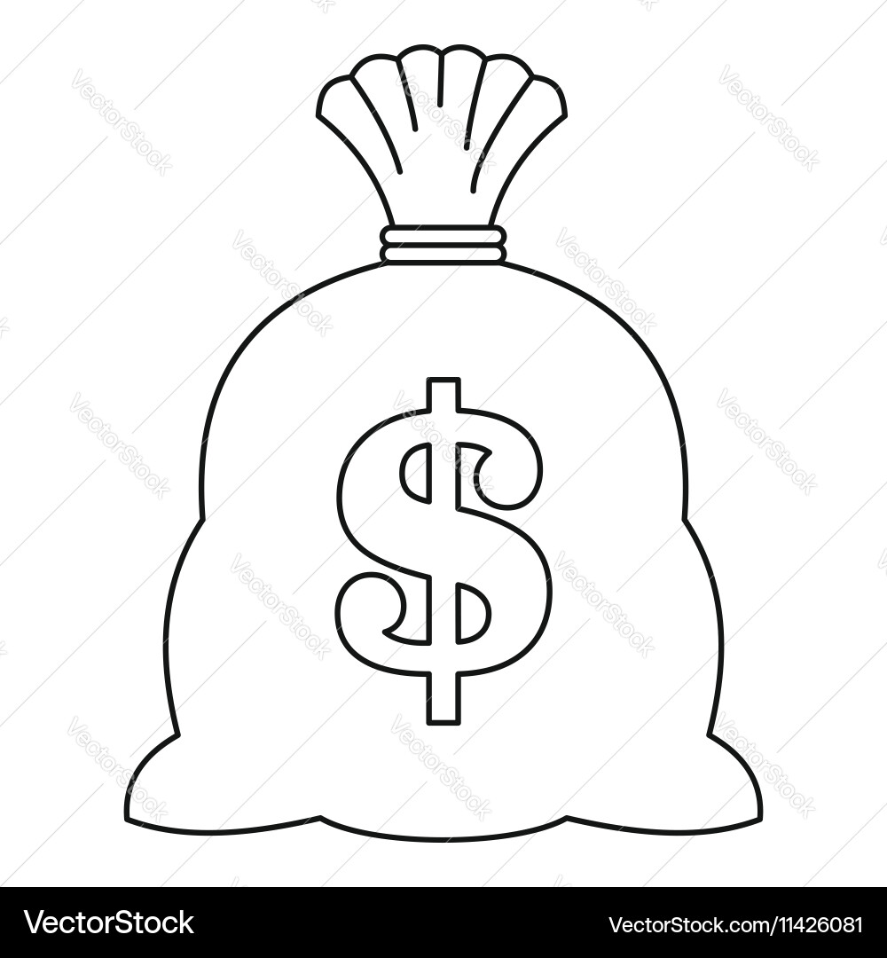 Money bag icon outline style Royalty Free Vector Image