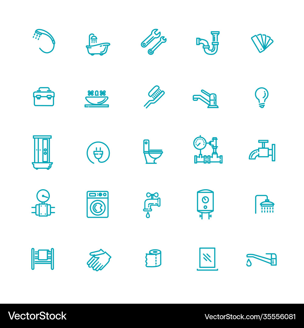 Plumbing line icons set Royalty Free Vector Image