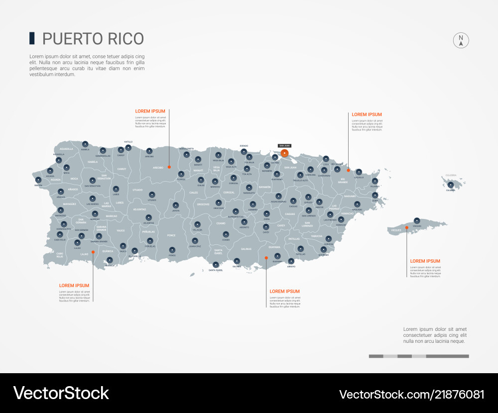 Puerto rico infographic map Royalty Free Vector Image