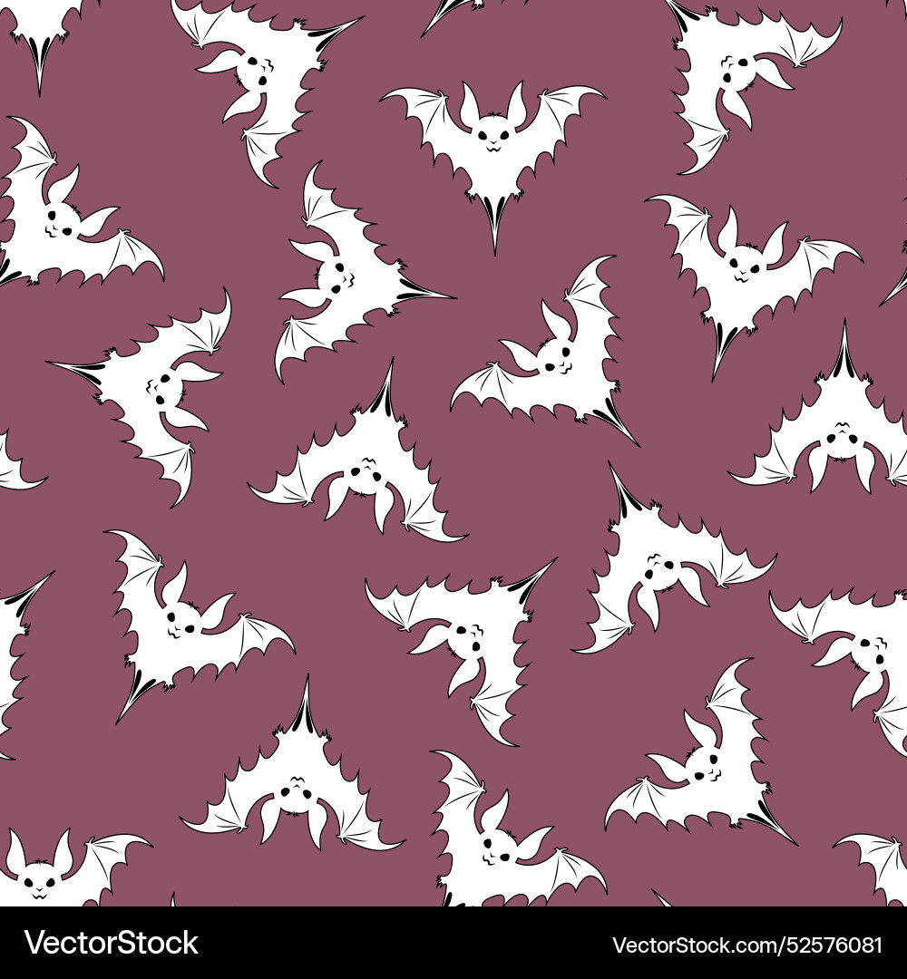 Seamless pattern with white bats halloween Vector Image