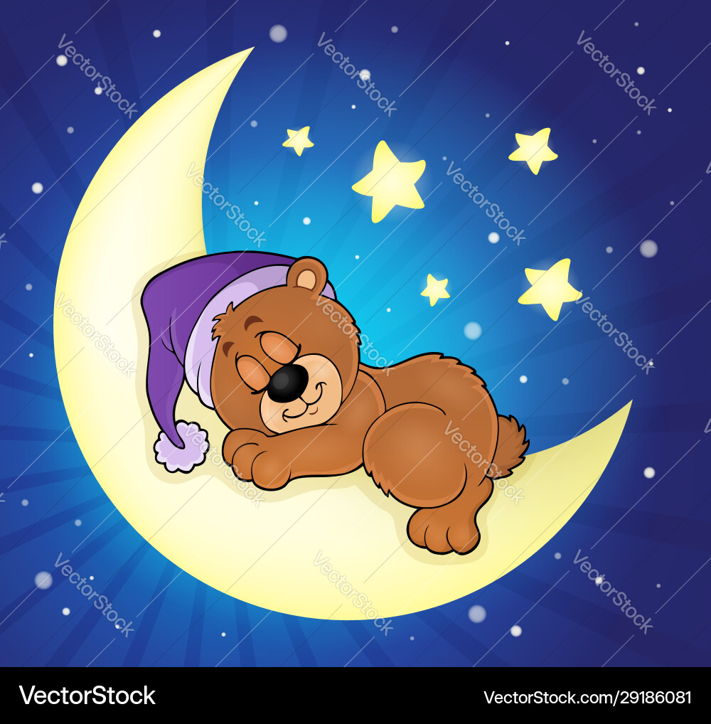 Sleeping bear theme image 5 Royalty Free Vector Image