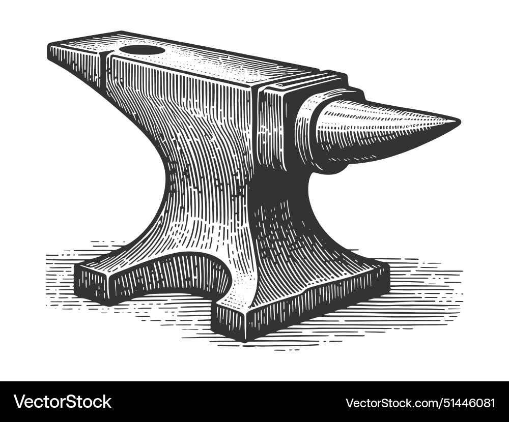 Vintage anvil engraved Royalty Free Vector Image