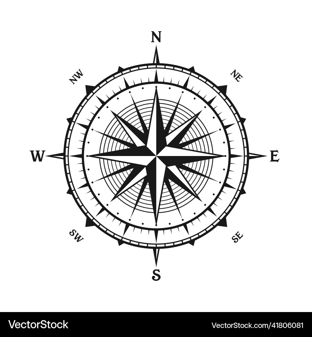Vintage marine wind rose nautical chart Royalty Free Vector