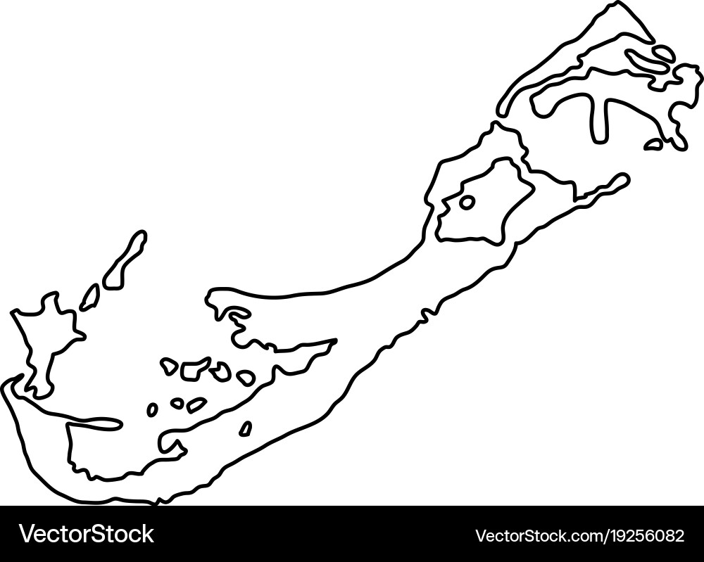 Bermuda map of black contour curves on white Vector Image