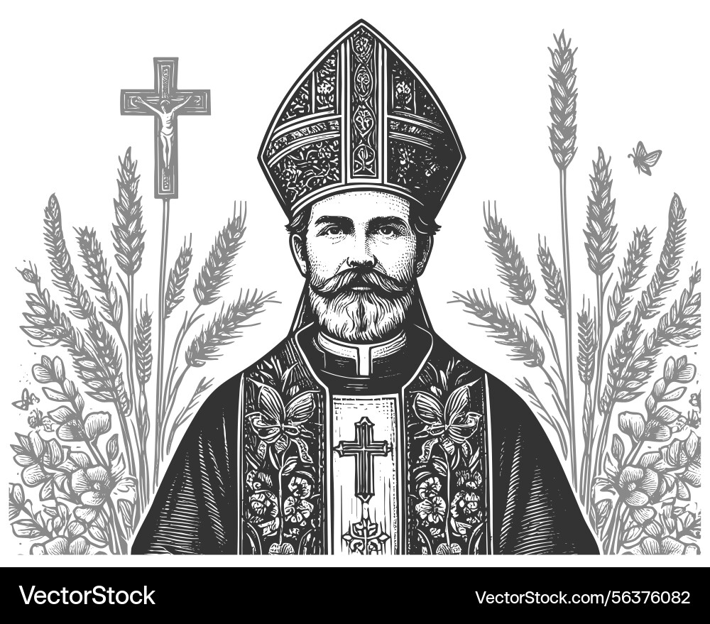 Catholic bishop with cross Royalty Free Vector Image