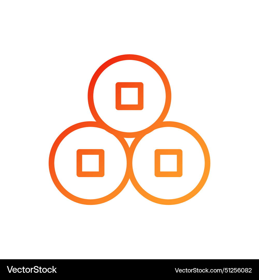 Coin icon gradient red orange chinese Royalty Free Vector