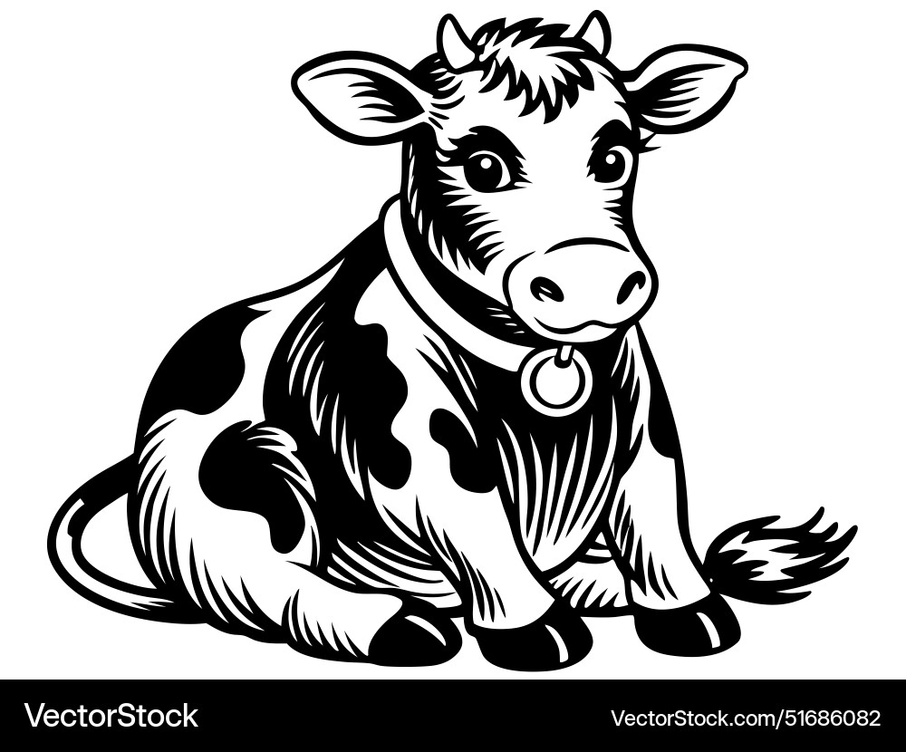 Cute cow sitting f Royalty Free Vector Image - VectorStock