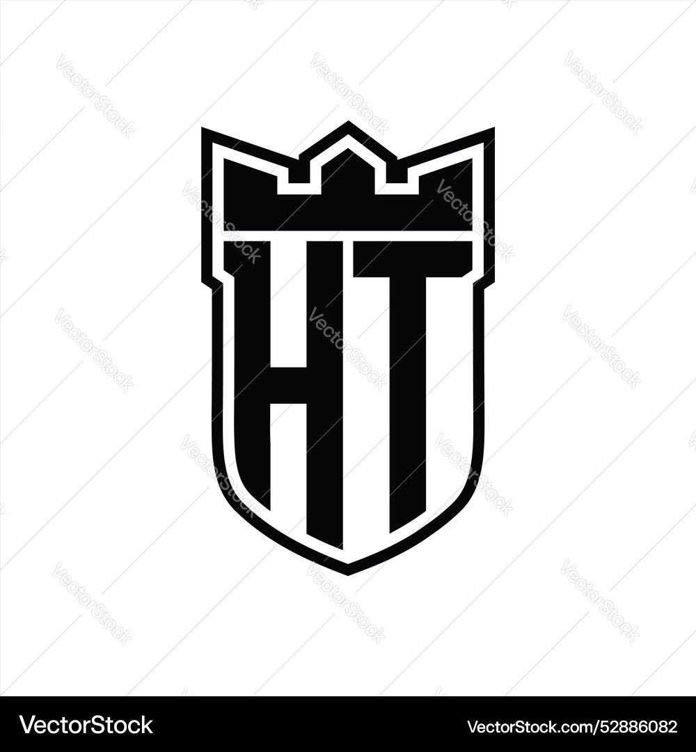 Ht logo shield shape with geometric crown inside Vector Image