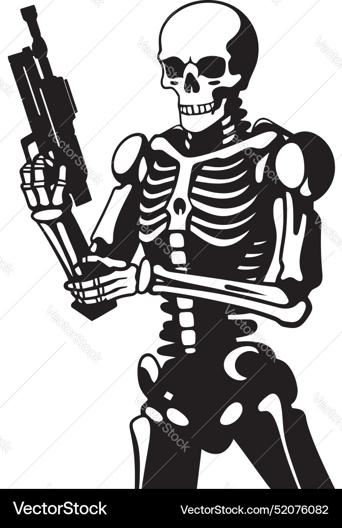 Rifle raider skeleton with firearms bonefire Vector Image