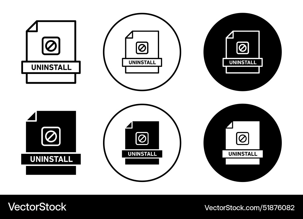 Uninstall icon outline flat Royalty Free Vector Image