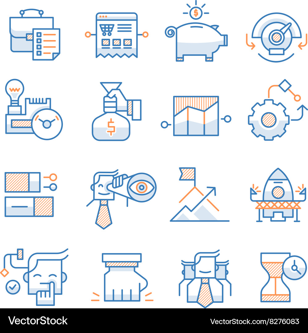 Business startup icons collection Royalty Free Vector Image