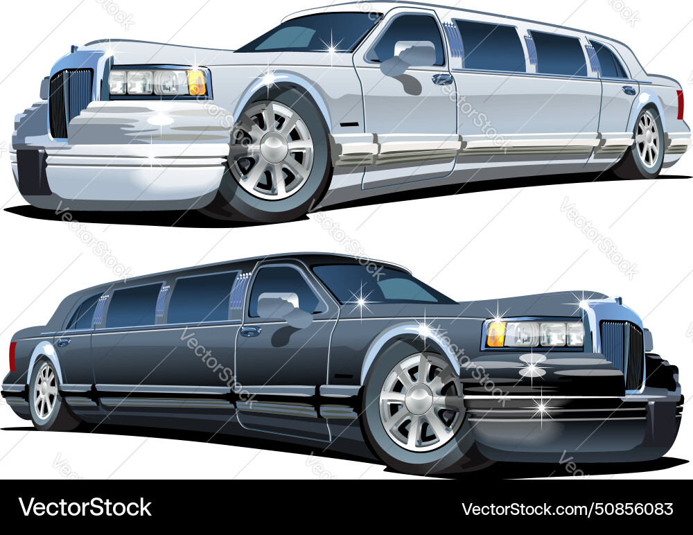 Cartoon limousines set isolated on white Vector Image
