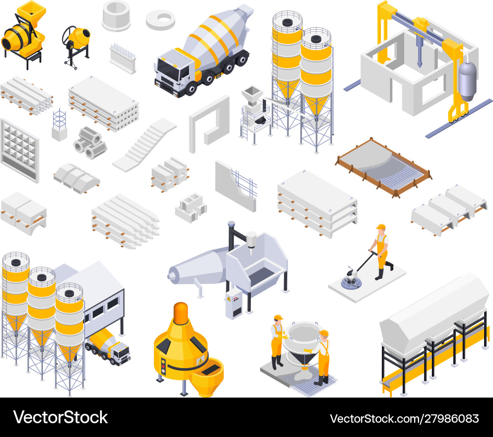 Concrete production icons collection Royalty Free Vector
