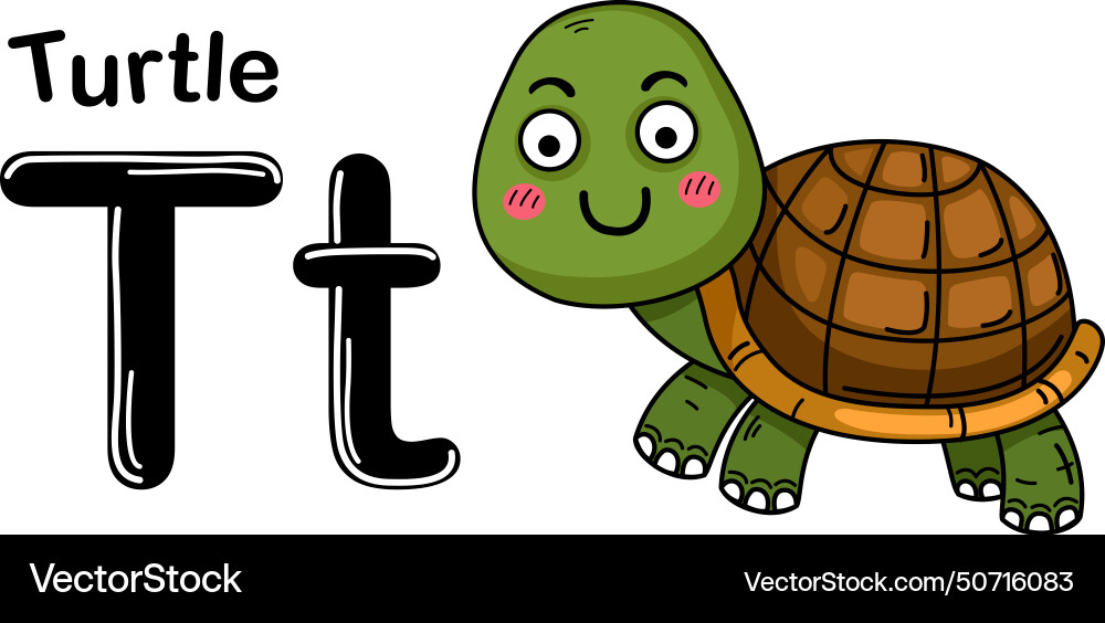 Isolated animal alphabet letter t-turtle Vector Image
