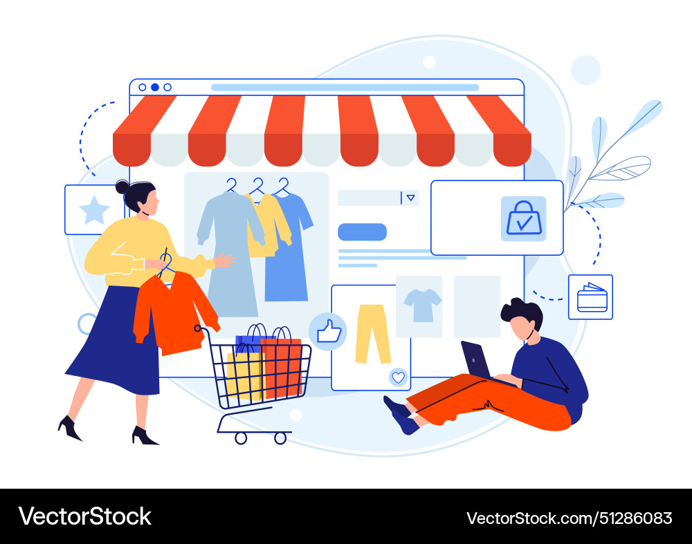 Mobile online shopping store selling Royalty Free Vector