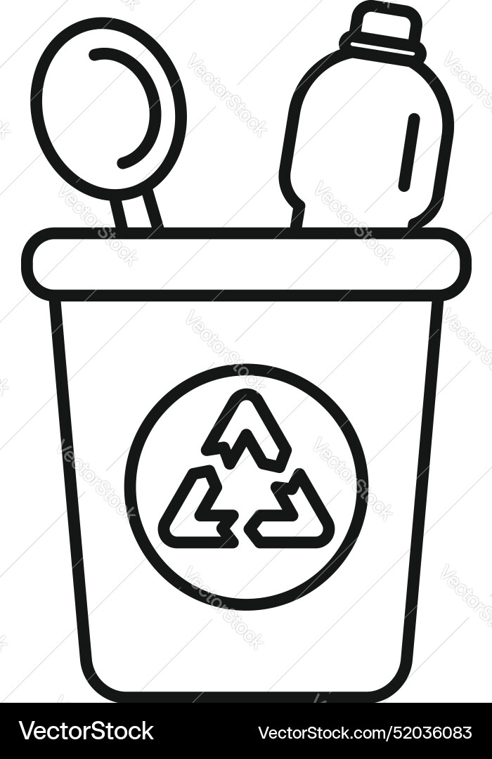 Plastic bottle and spoon being recycled in bin Vector Image