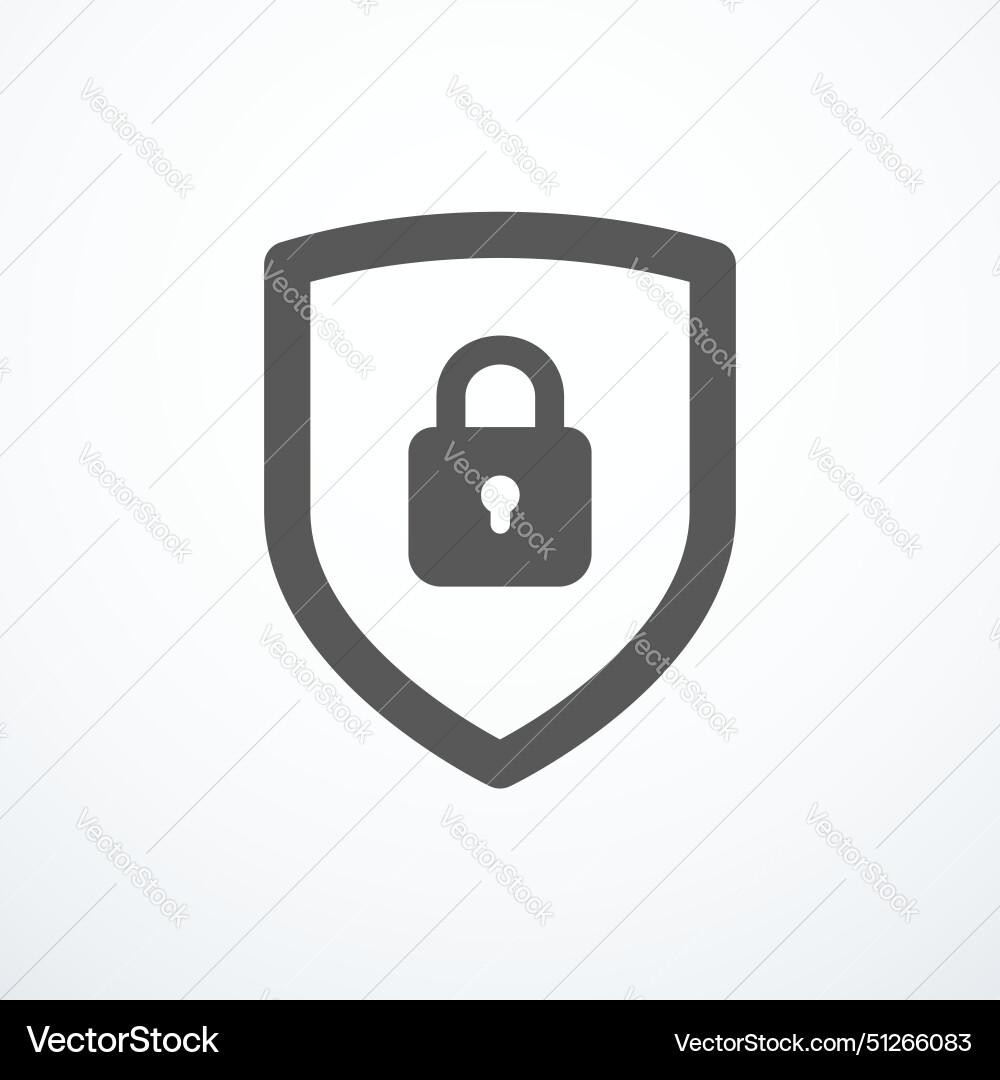 Shield lock line icon Royalty Free Vector Image