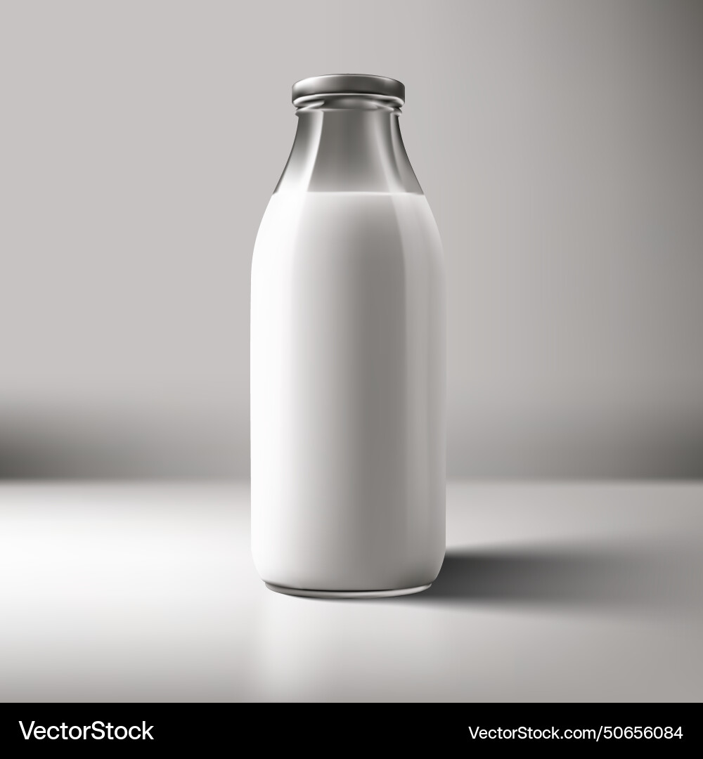 3d full milk bottle isolated on white Royalty Free Vector