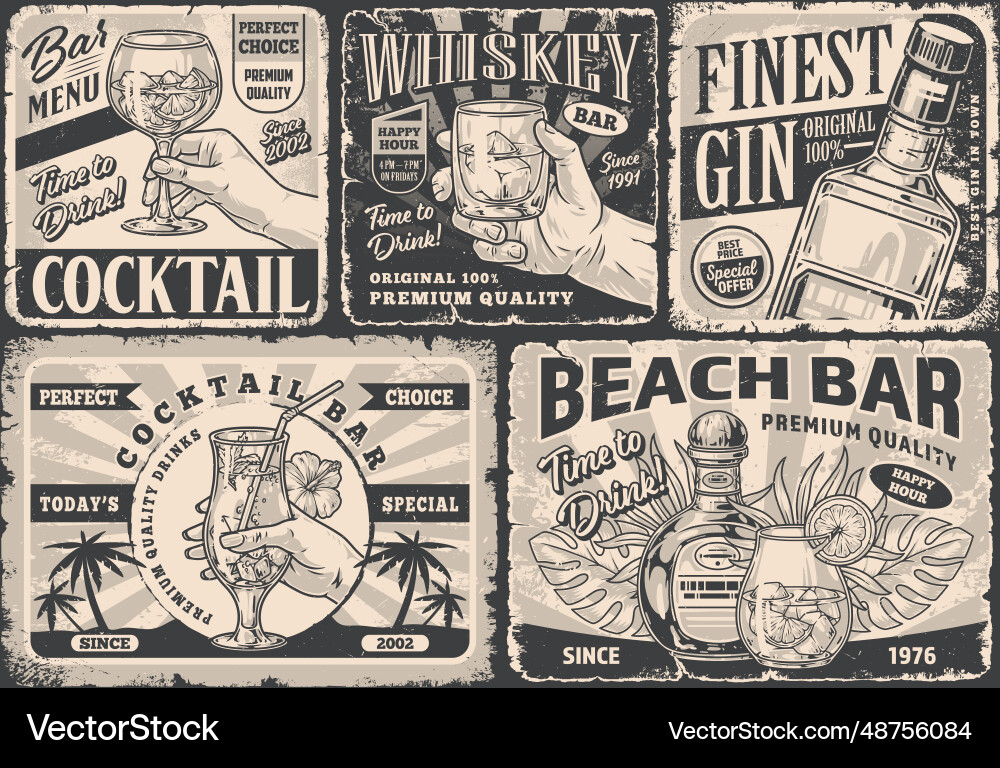 Alcohol party set stickers monochrome Royalty Free Vector Alcohol party set stickers monochrome Royalty Free Vector