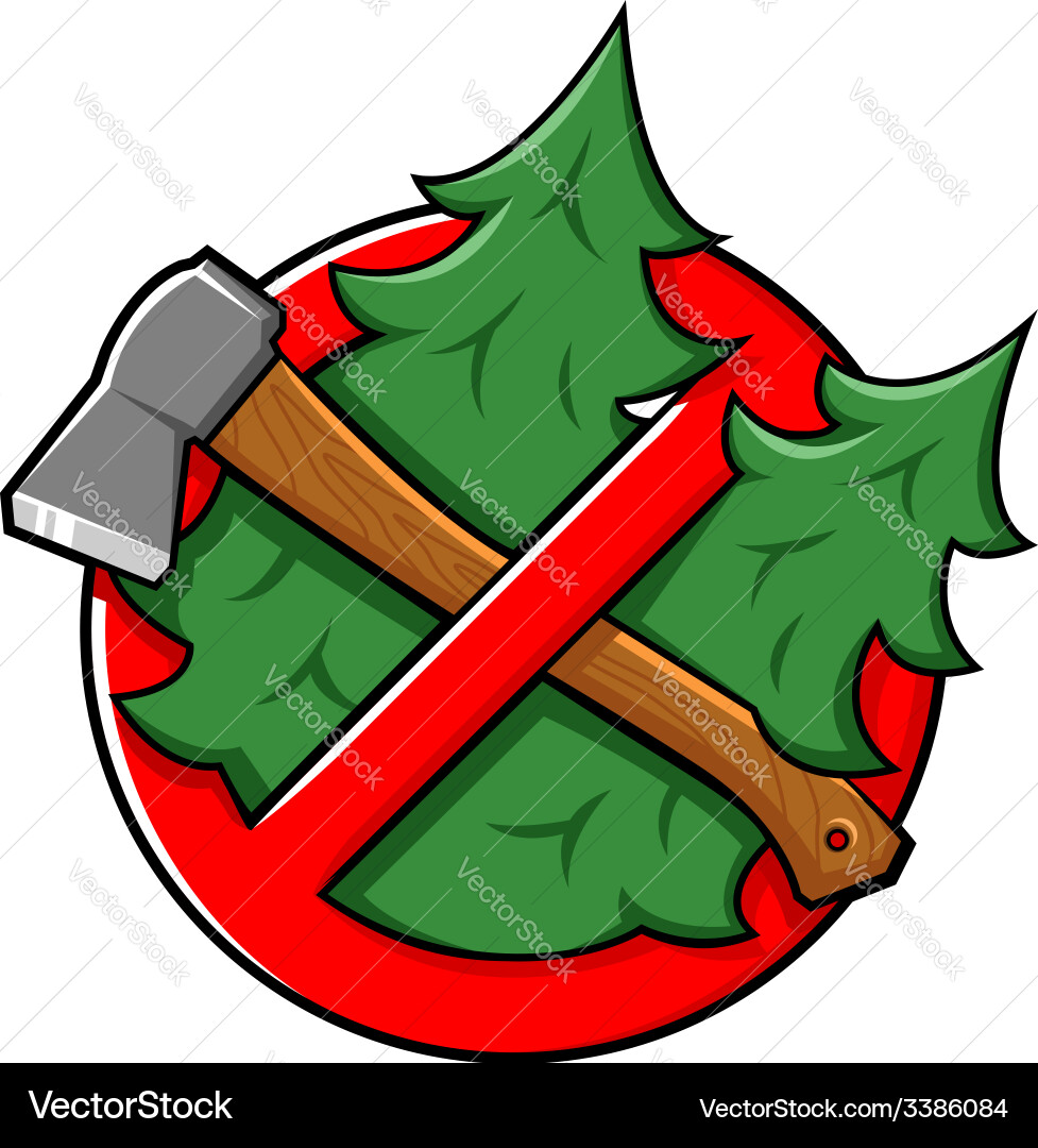 Do not cut tree sign Royalty Free Vector Image