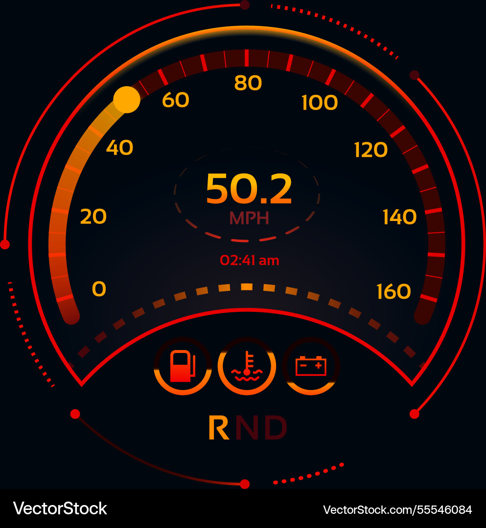 Futuristic speedometer featuring illuminated Vector Image