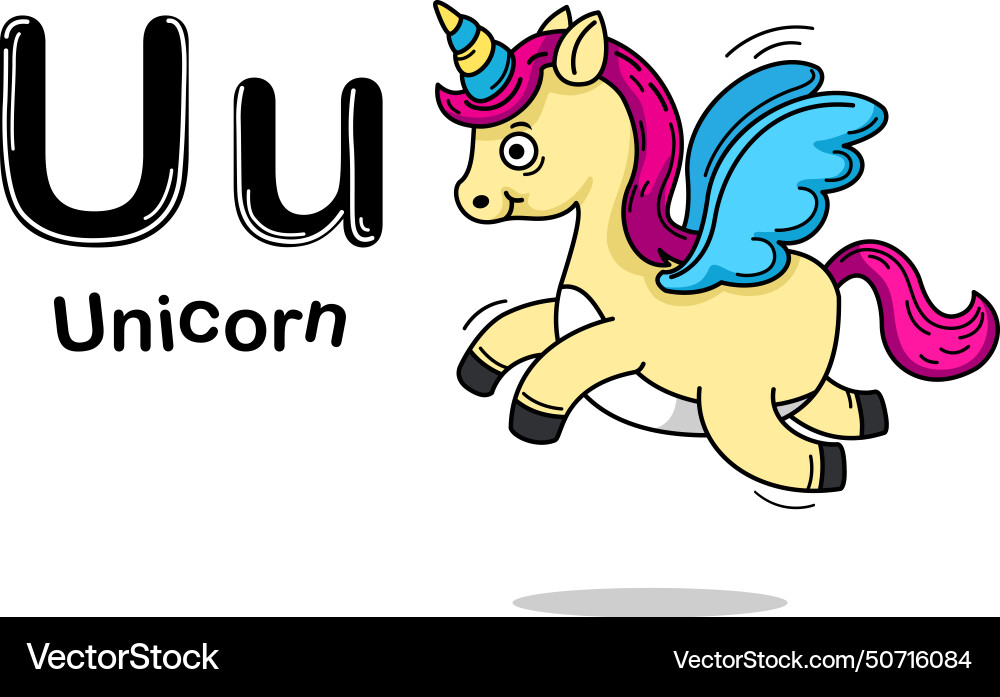 Isolated animal alphabet letter u-unicorn Vector Image