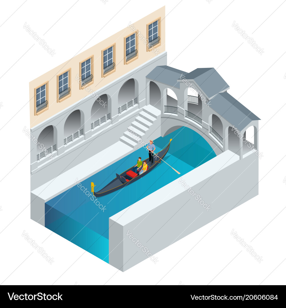 Isometric traditional gondola Royalty Free Vector Image
