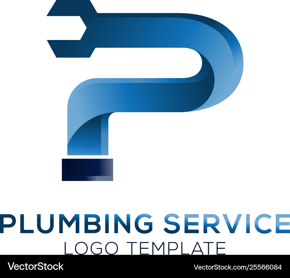 Plumbing P with Wrench Logo Royalty Free Vector Image