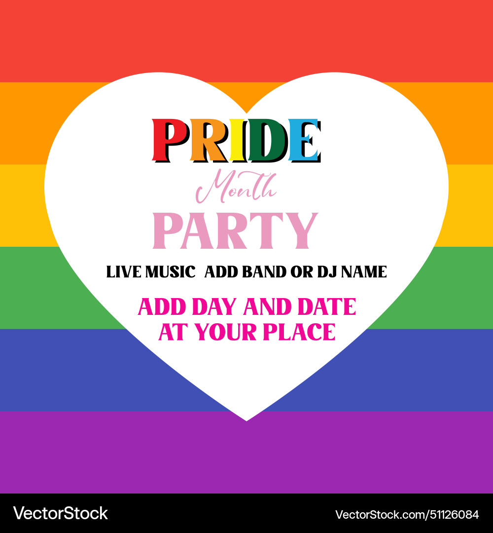 Pride month party poster flyer design Royalty Free Vector