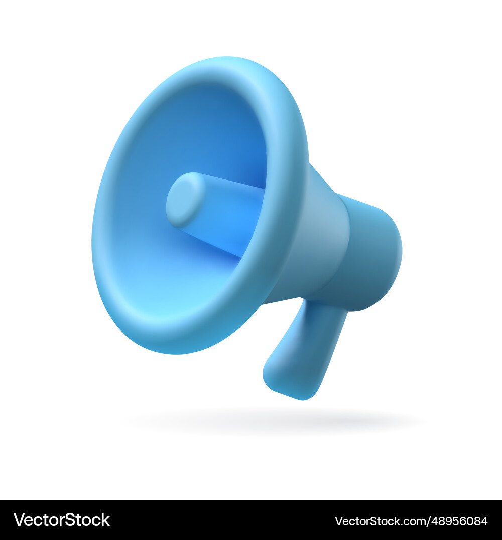 Realistic 3d megaphone icon blue color Royalty Free Vector