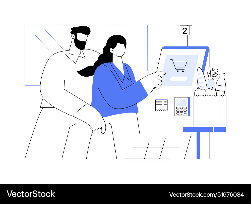 Self-serviced check-out counter isolated cartoon Vector Image