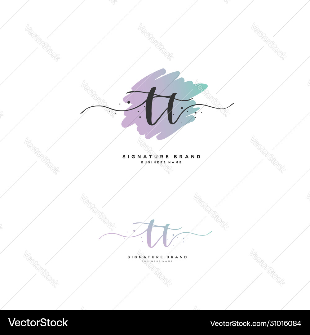 T tt initial letter handwriting and signature Vector Image