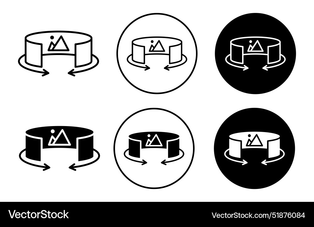 Virtual tour icon outline flat Royalty Free Vector Image