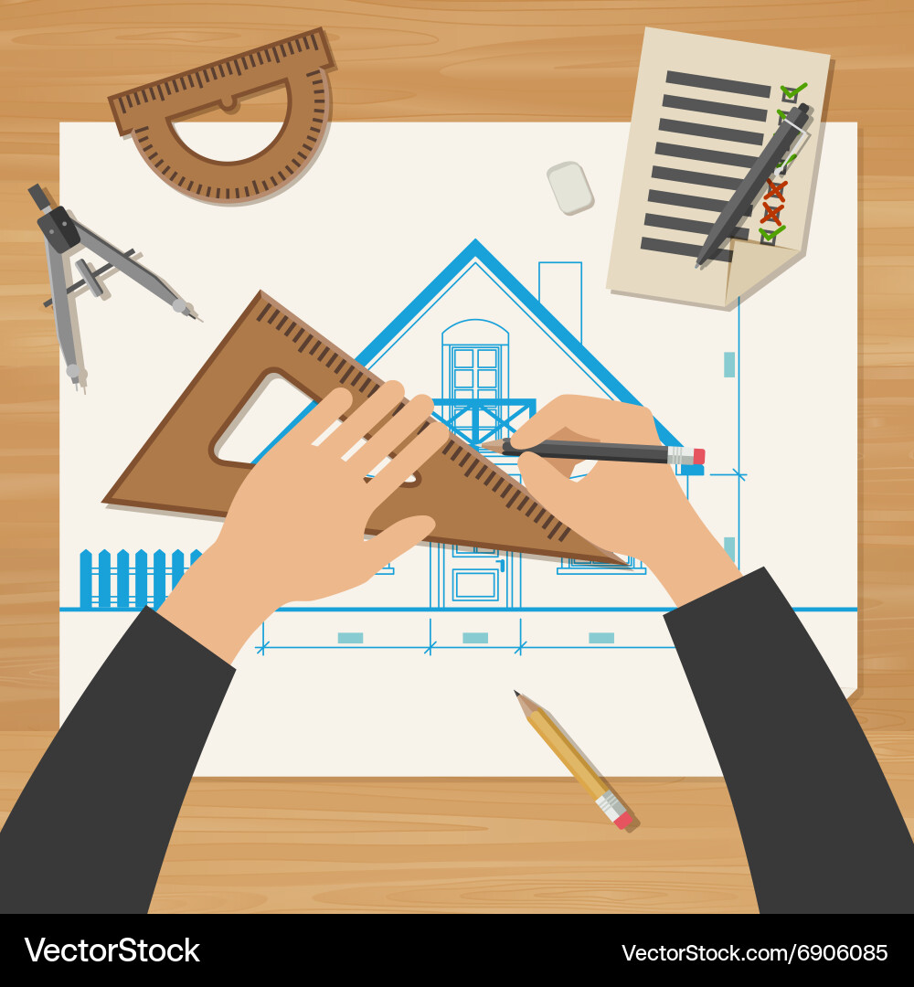 Architect at work Royalty Free Vector Image - VectorStock